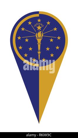 Indiana map pin flag icon. Pennant map marker on a metal needle. 3D ...