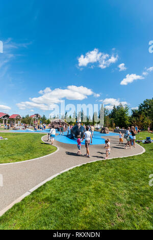 Crossroads Water Spray Playground in Bellevue, Washington Stock Photo ...
