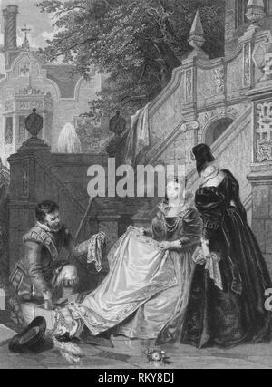 WALTER SCOTT: Kenilworth: Wayland, Amy Robsart, Janet, antique print ...