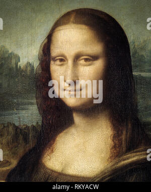 Portrait of Lisa del Giocondo (Mona Lisa) by Leonardo da Vinci closeup ...