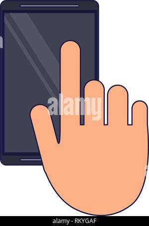 Hand using smartphone blue lines Stock Vector Image & Art - Alamy