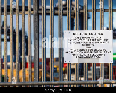 Restricted Area Signs around the Container Shipping Port of Felixstowe ...