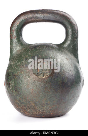 old kettlebell isolated on a white background Stock Photo - Alamy