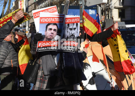 Demonstrators seen with Catalan flags during the march. Thousands of ...