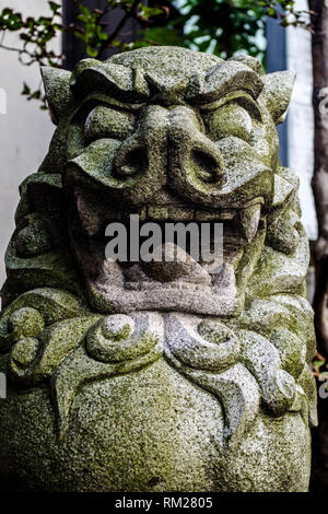 Komainu, or lion-dog (public art) at Hachiman Shrine, Kaga, Japan ...