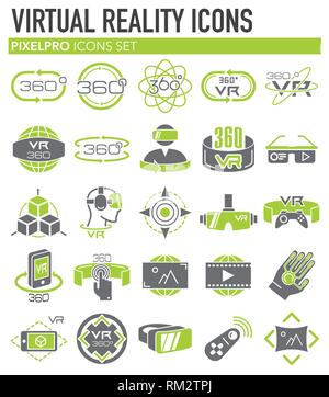 Virtual tour icons set simple vector. Video arrow. App design Stock ...