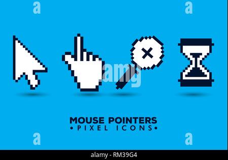 Mouse Cursor Icon Set - Pixel and Smooth Arrows, Hands and Stock Vector Image & Art - Alamy