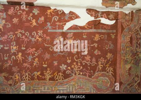 Wall mural, El Tlalocan (Tlaloc's Paradise), Palace of Tepantitla ...