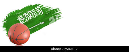 White background with basketball and Saudi Arabia flag Stock Photo - Alamy