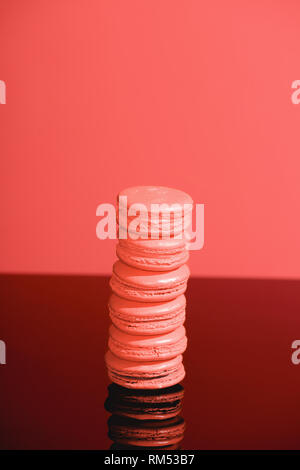 Living coral sweet macarons. Pantone color of the year 2019 concept ...
