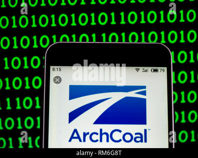 Arch Coal, American coal mining and processing company. logo seen ...