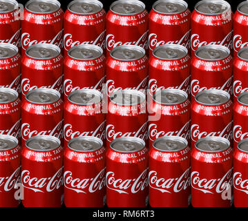 Aluminium cans from the Coca Cola Corporation being collected for ...