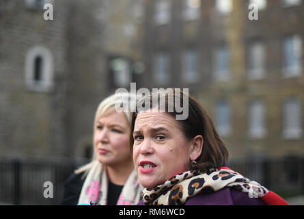 Sinn Fein leaders Michelle O'Neill and Mary Lou McDonald celebrate as ...