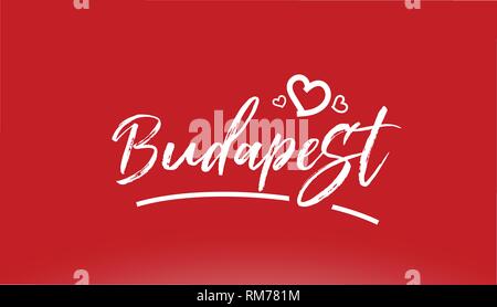 budapest city text design with red heart typographic icon design ...