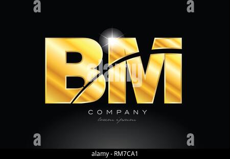 gold black alphabet letter bm b m logo combination design suitable for ...