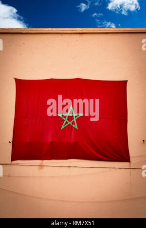 National flag of Morocco. Green star on red background Stock Photo - Alamy