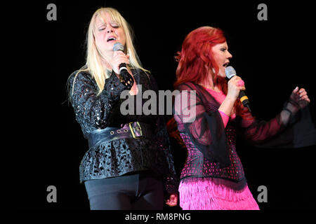 B-52's singer Kate Pierson is shown performing during a concert ...