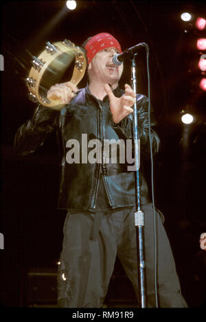 Vocalist Ian Astbury of The Cult is shown performing on stage during a ...