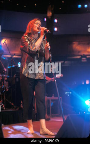 Singer Belinda Carlisle is show performing on stage during a "live ...