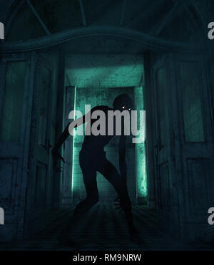 Creepy monster in a haunted house,3d rendering Stock Photo - Alamy