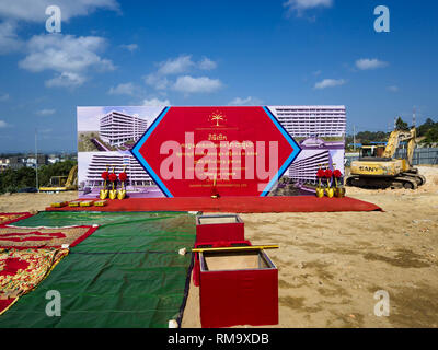 Sihanoukville, Preah Sihanouk, Cambodia. 14th Feb, 2019. The site of the groundbreaking for the ...