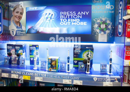 BIRMINGHAM, UK - March 2018 ASDA Toothpaste, Mouthwash and Floss are on ...