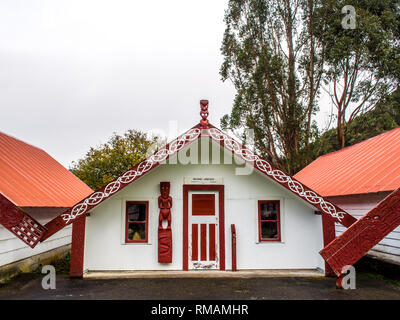 Maori meeting house, Koriniti Marae, Wanganui River, North Island, New ...