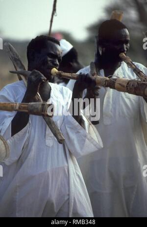 Sudanese musicians with wind instruments Stock Photo - Alamy