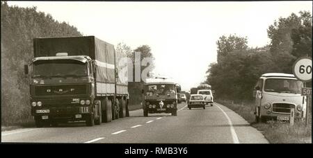 Yugoslavia, traffic on the autoput. On the highway from Zagreb to ...