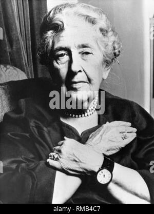 Agatha Christie (1890-1976), British mystery writer, and her first ...
