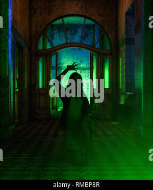 Girl being possessed by a demonic,3d rendering** night scene may have ...