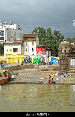 Ghat on godavari river at nashik, Maharashtra, India, Asia Stock Photo ...
