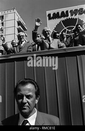 Germany, Berlin, 1 May,1986: May Day demonstration at Karl-Marx-Allee ...
