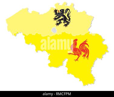 Map of the Belgian regions and language areas Stock Vector Image & Art ...
