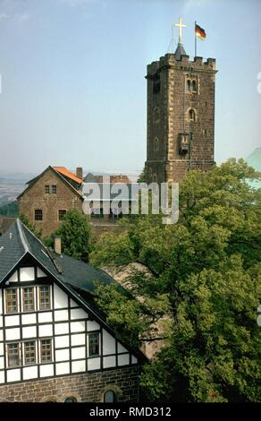 Wartburg castle near Eisenach, keep (German Bergfried) and inner ...