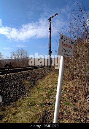 The East German border and railway line at Staaken between East and ...