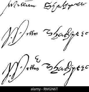 Signature of William Shakespeare. William Shakespeare, 1564 –1616 Stock ...