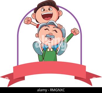 grandfather carrying grandson smiling banner Stock Vector Image & Art ...