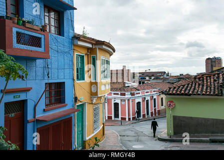 Colourful colonial houses in La Candelaria, the historic centre of ...