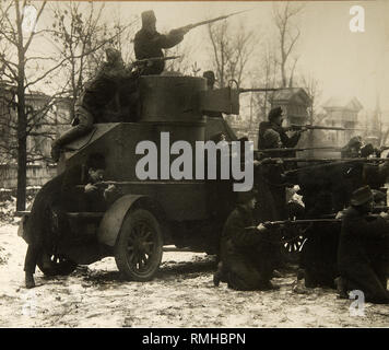 Red Guards with an armoured car captured from the cadets on the night ...
