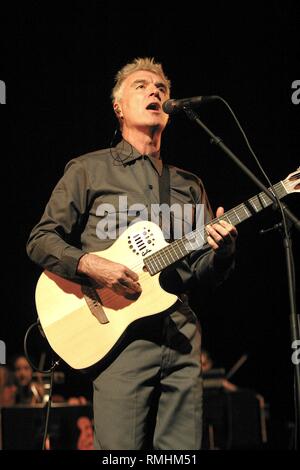 Singer, songwriter and guitarist David Byrne of Talking Heads is shown ...