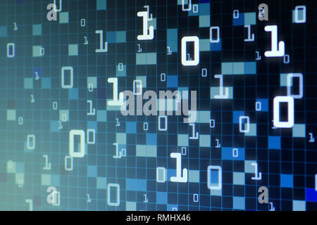 data matrix binary code flowing downward motion. green color computer theme. information science ...