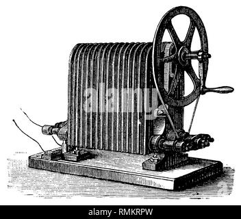 Dynamo machine, model from Siemens, 1867, first actual dynamo machine ...