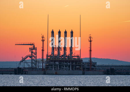 LNG Tanker shipping loading gas in LNG terminal Stock Photo - Alamy