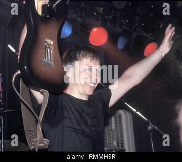 Rock guitarist Robin Trower is shown performing on stage during a "live ...