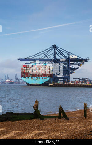 Ocean Going Container Ship Loading with Gantry Crane and Refueling in ...