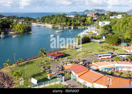 Entrance to Pointe Seraphine with the Cruise Ship Oceana moored ...