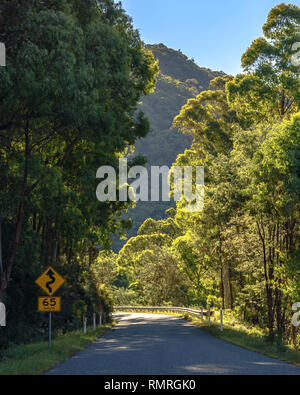 The Alpine Way winding through the Snowy Mountains of Australia in the ...