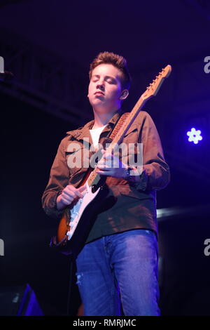 Guitarist and singer Quinn Sullivan is shown performing on stage during ...