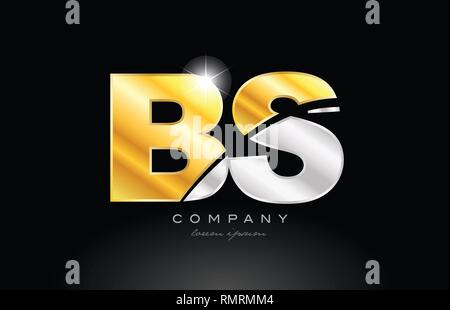 silver letter bs b s metal combination alphabet logo icon design with ...